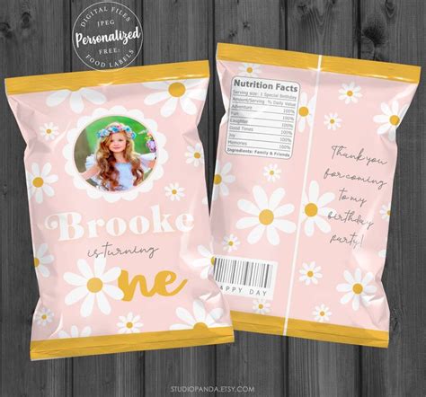 Daisy Flower Chip Bag With Photo Personalized Daisy Decoration Daisy