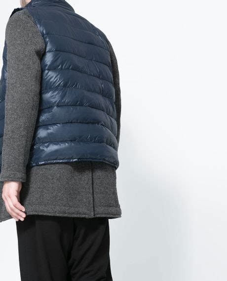 Zara Quilted Waistcoat In Blue For Men Navy Blue Lyst