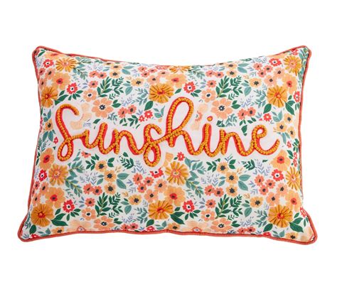 Real Living Sunshine Floral Embroidered Outdoor Lumbar Throw Pillow