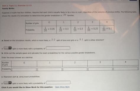 Solved Unit Topic Exercise Family Births Chegg Com
