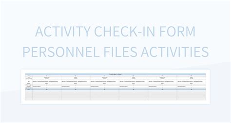 Free Activity Check In Form Templates For Google Sheets And Microsoft Excel Slidesdocs