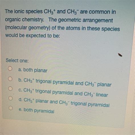Solved The Ionic Species Ch3 And Ch3 Are Common In