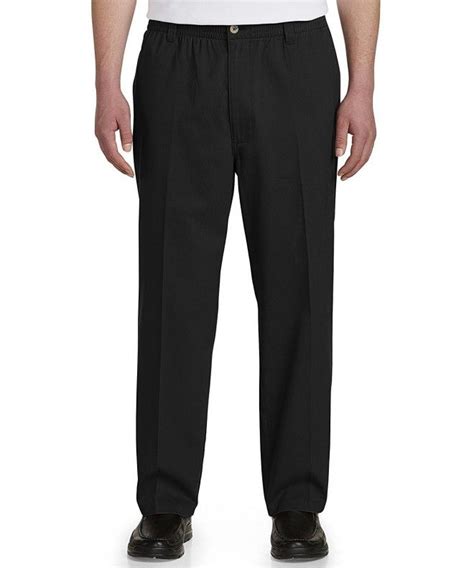 Dxl Big And Tall Elastic Waist Twill Pants Updated Fit Black