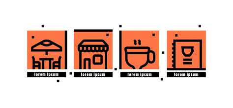 カフェシリーズセットのクワッドアイコンパック メニューのベクターアート素材や画像を多数ご用意 メニュー レストラン アイコン