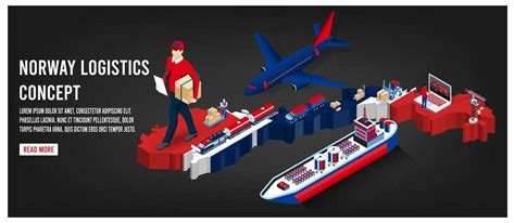 Modern Isometric Concept Of Norway Transportation With Global Logistics
