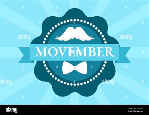 Movember Time Vector Illustration With Mustache And Ribbon For Mens