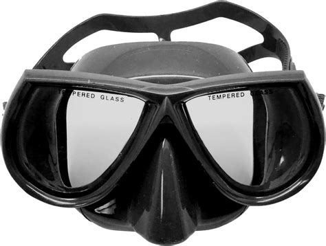 Scuba Choice 黑色潛水面罩 低容量適合水肺潛水、獵魚和自由潛水鋼化玻璃鏡片可調式綁帶非常適合窄