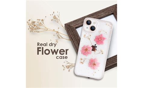 Enflamo Soft Clear Silicone Case Glitter Floral Back Cover For IPhone With Pressed Dry Real