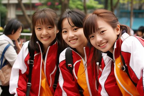 穿着校服的亚洲女孩图片 包图网