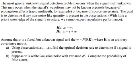 the most general unknown signal detection problem