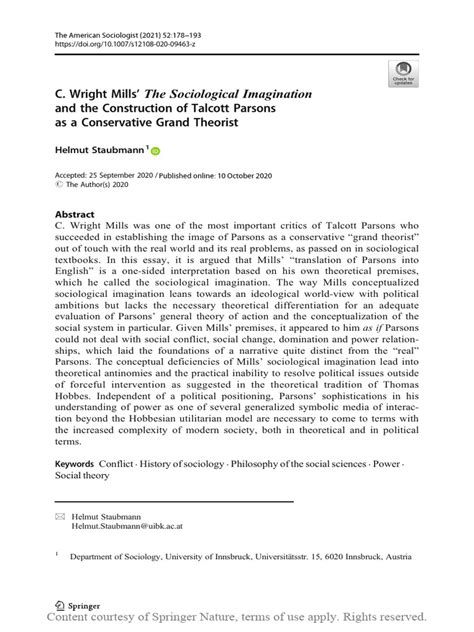 C Wright Mills The Sociological Imagination And T Pdf Sociology Theory