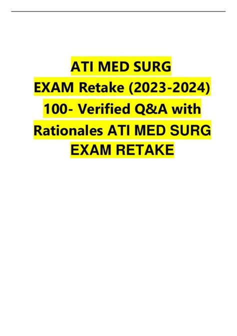 Ati Med Surg Exam Retake 100 Verified Qanda With Rationales Ati Med