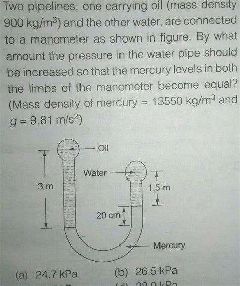 Answered Two Pipelines One Carrying Oil Mass Density 900 Kg M And The