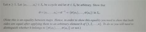 Solved Let n Let a as Sn be a cycle and let σSn be Chegg com