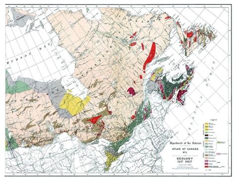 Canada East Geological Wall Map Pub 1906