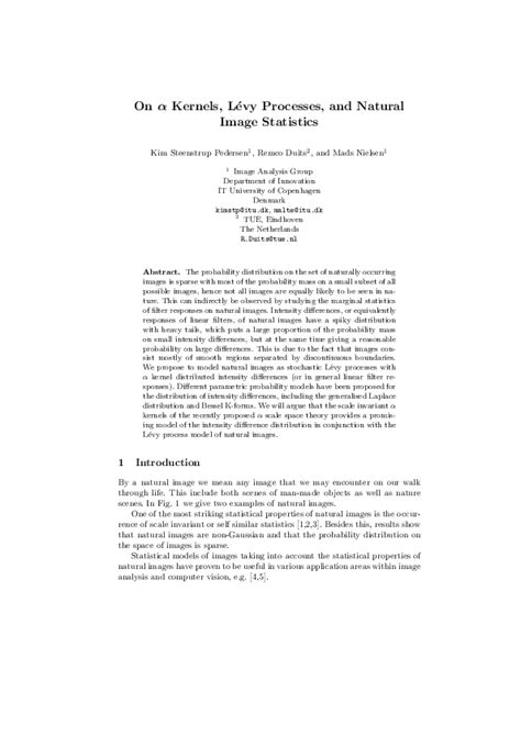 Pdf On α Kernels Lévy Processes And Natural Image Statistics
