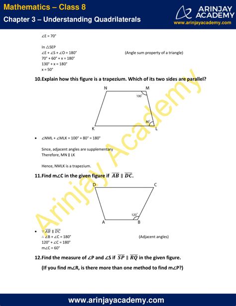 Ncert Solutions For Class Maths Chapter Exercise