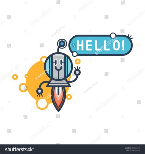 Cute Robot Say Hello Vector Flat Stock Vector Royalty Free 1745062997
