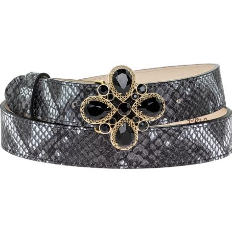 30mm Shades Of Grey Python Print Belt Peachy Belts