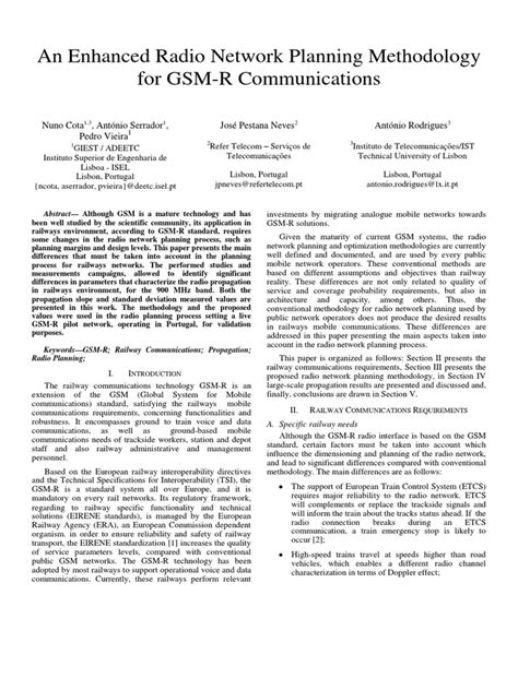 An Enhanced Radio Network Planning Methodology For Gsm R Communications