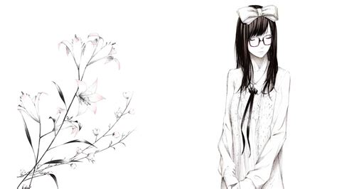 女孩眼镜头戴花蝴蝶结简单动漫桌面壁纸 动漫电脑壁纸 Like壁纸网