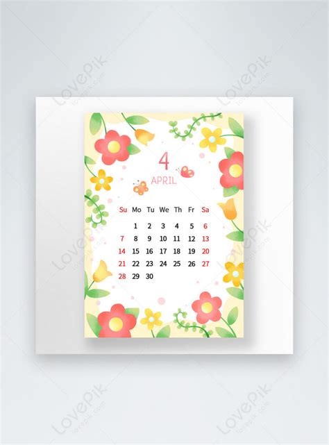 2024年曆4月份模版模板素材，設計範本免費下載 Lovepik