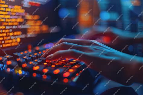 programmers hands on keyboard writing source code screen showing code