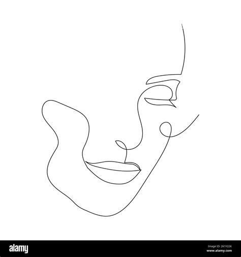 Continuous Line Drawing Of Portrait Of A Beautiful Womans Face