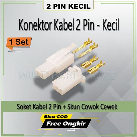 Jual Socket Connector Skun Set 2 Pin Kecil Motor Mobil Soket Konektor Soket Motor 2pin