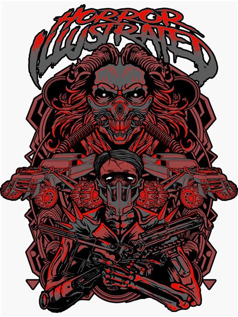 Horror Illustrated Post Apoc Robot Skull Sticker For Sale By