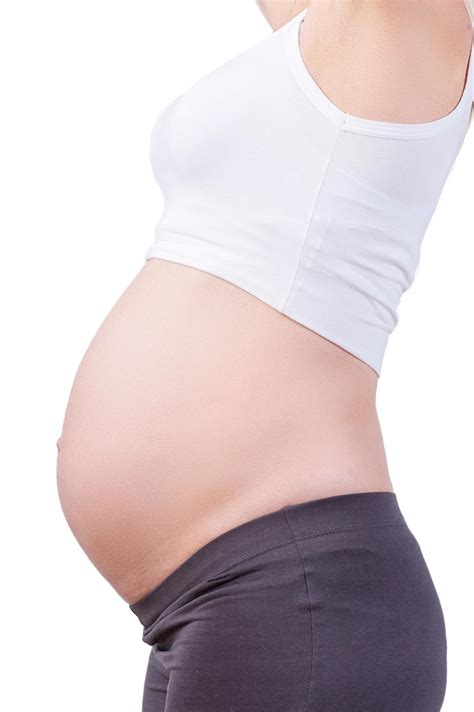 Pregnant Belly Side View Cropped Image Of Pregnant Woman Standing