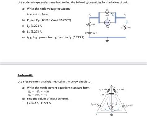 Solved A Write The Node Voltage Equations In Standard Form
