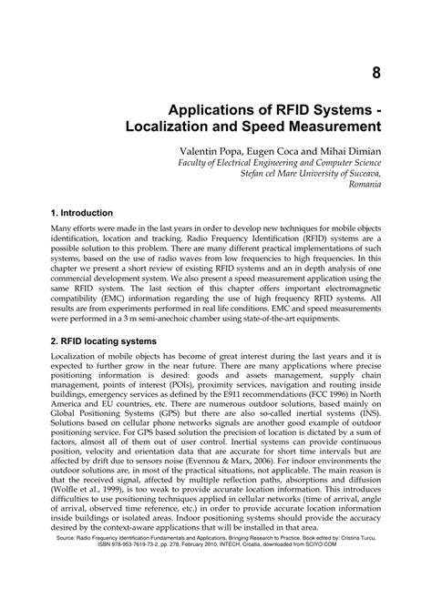 Pdf Applications Of Rfid Systems Localization And Speed Measurement