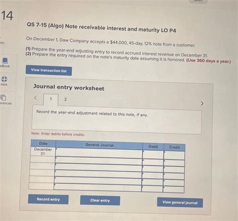 solved qs 7 15 algo note receivable interest and maturity
