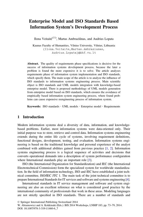 Pdf Enterprise Model And Iso Standards Based Information Systems Development Process