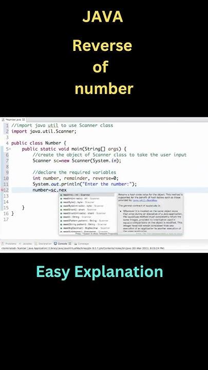 Reverse Of A Number Using Java Shorts Youtube