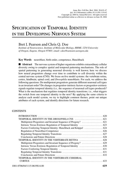 Pdf Specification Of Temporal Identity In The Developing Nervous System Pdf Specification Of Temporal Identity In The Developing Nervous System