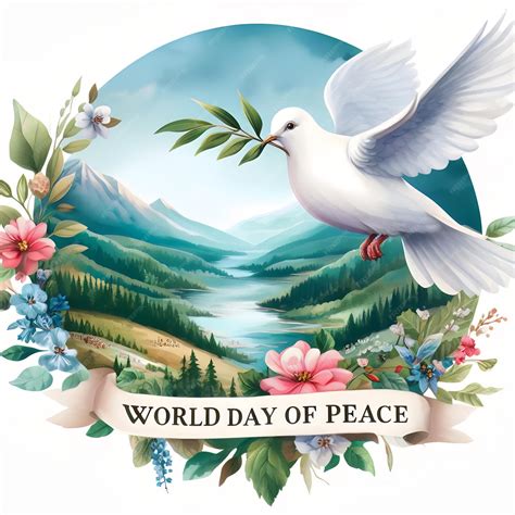 Premium Photo A Beautiful Watercolored World Peace Day Logo