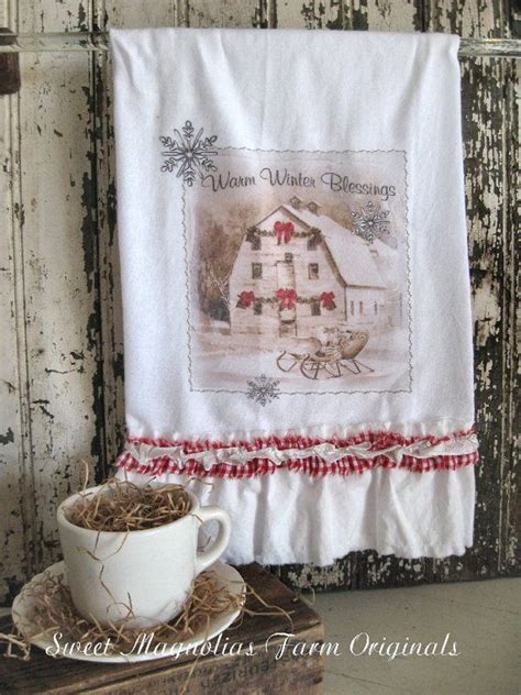 Christmas Flour Sack Kitchen Towel Farmhouse Barnwarm Etsy