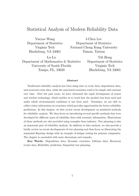 pdf statistical analysis of modern reliability data