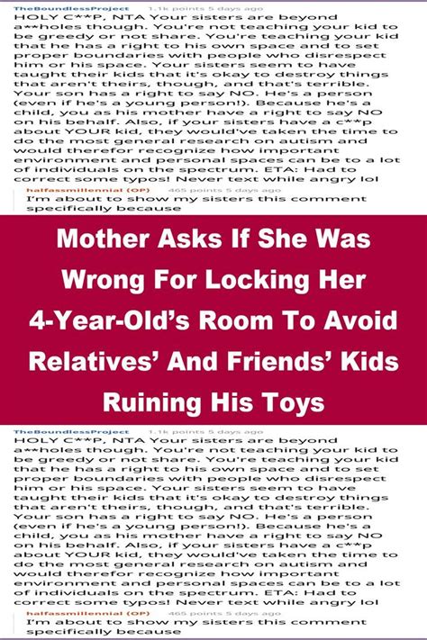 Mother Asks If She Was Wrong For Locking Her 4 Year Old S Room To Avoid