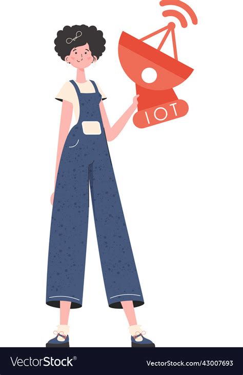 Iot And Automation Concept A Woman Holds Vector Image