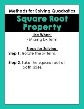 Methods For Solving Quadratics Posters By Jaqueline Saavedra TPT