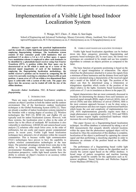 Pdf Implementation Of A Visible Light Based Indoor Localization System