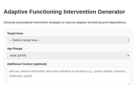 Adaptive Functioning Intervention Generator Adaptive Functioning Intervention Generator