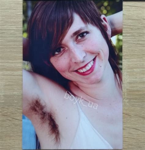 Hairy Armpits Cute Woman Unshaved Smile Lady Hands Up Girl Vtg Reprint