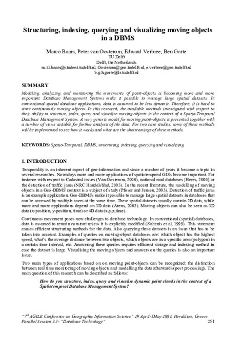 Pdf Structuring Indexing Querying And Visualizing Moving Objects In