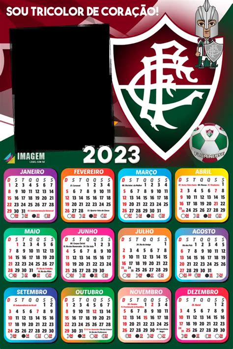 Calendário 2023 Fluminense Moldura Fotomontagem Imagem Legal