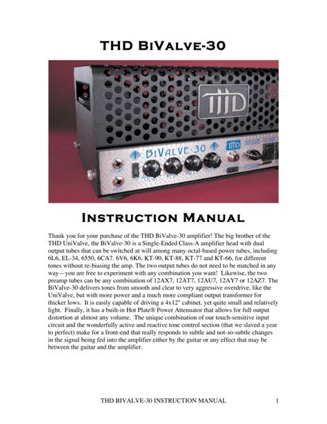 Thd Bivalve 30 Instruction Manual
