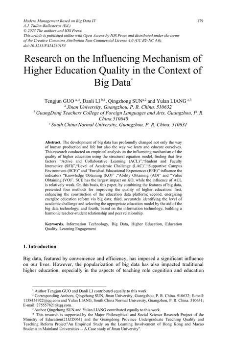 PDF Research On The Influencing Mechanism Of Higher Education Quality